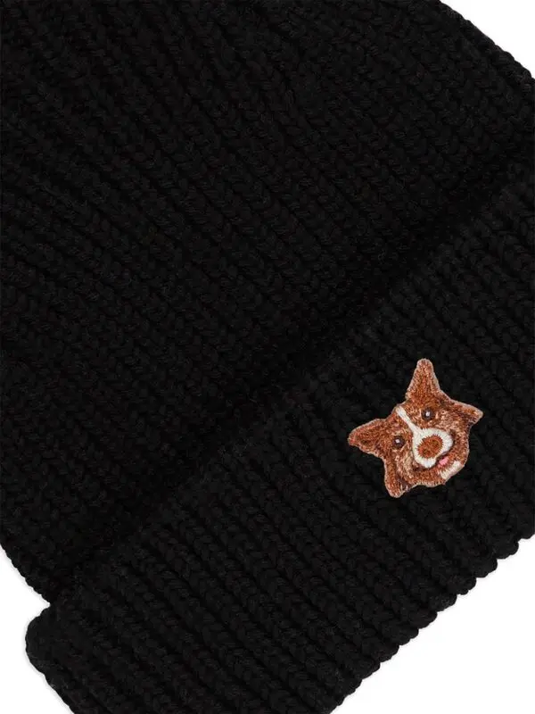 PELO FOUNDATION Dog-appliqué Beanie - Black