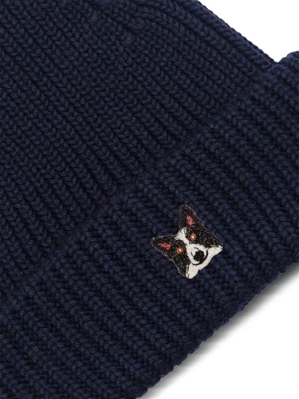 PELO FOUNDATION Dog-appliqué Beanie - Blue