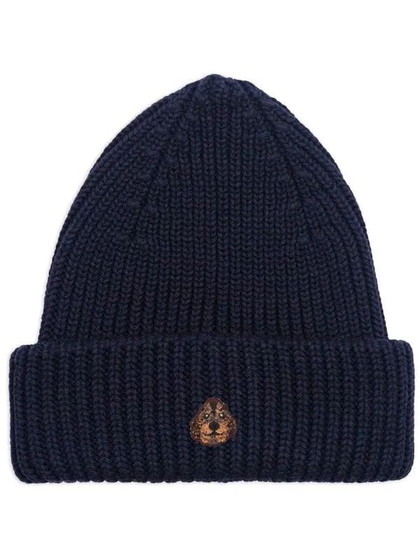 PELO FOUNDATION Dog-appliqué Beanie - Blue