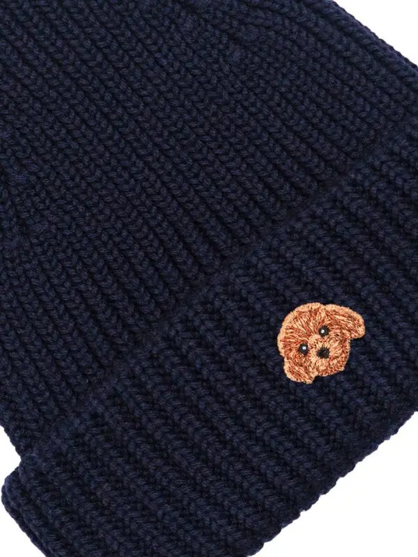 PELO FOUNDATION Dog-appliqué Beanie - Blue