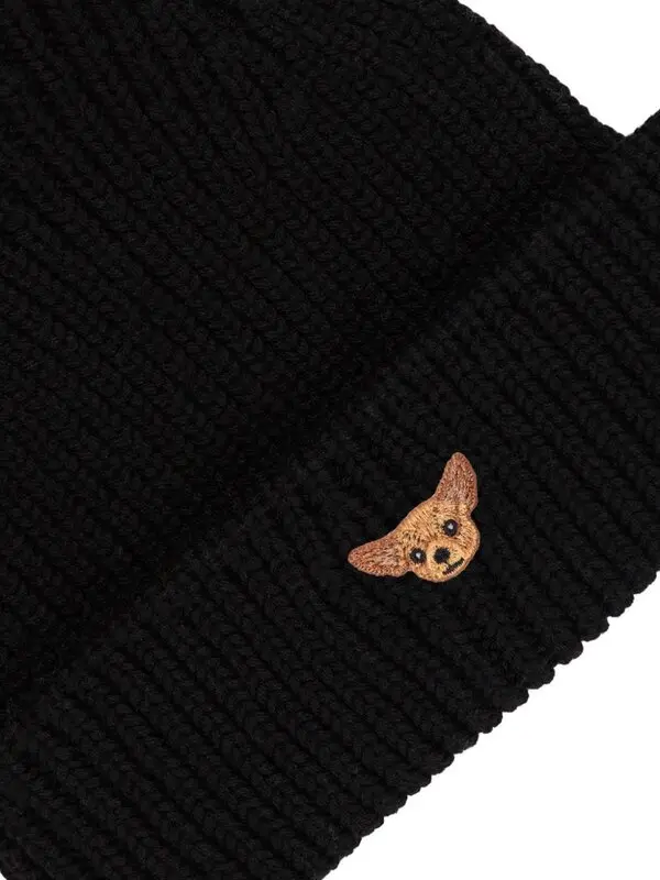 PELO FOUNDATION Dog-appliqué Beanie - Black
