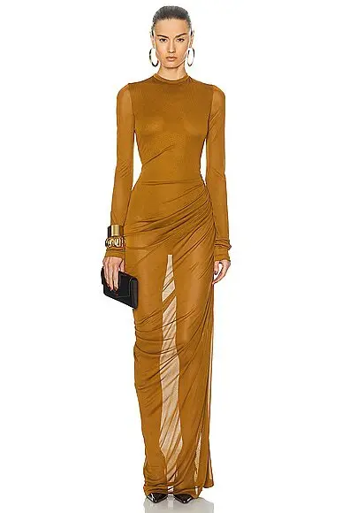 Saint Laurent Voile Jersey Gown - Cumin