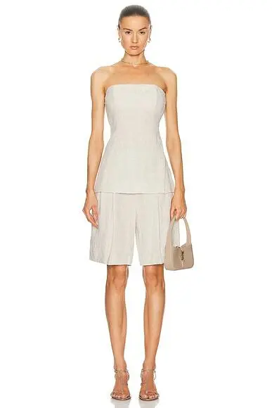 GRLFRND Linen Strapless Tunic Top