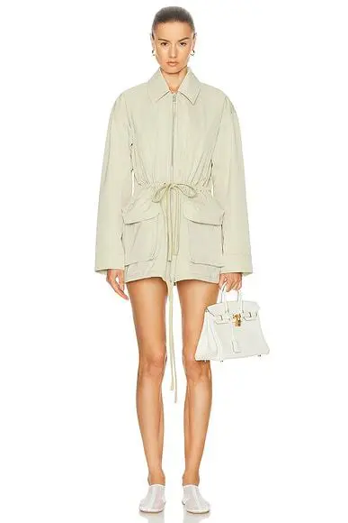 GRLFRND Tech Gabardine Parka Jacket - Light Olive