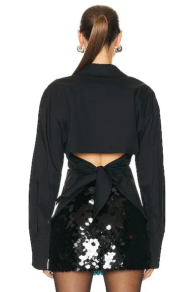 SIMONMILLER Loch Button Up Shirt With Back Tie Detail - Black