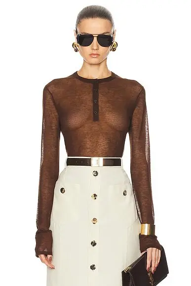 Saint Laurent Long Sleeve Henley Top