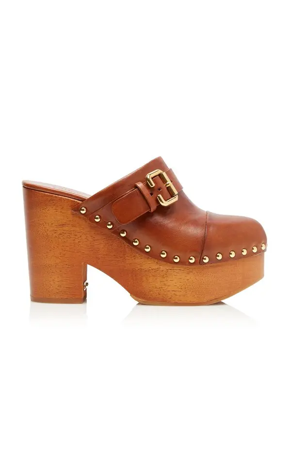 Chloé Jeannette Leather Platform Clogs