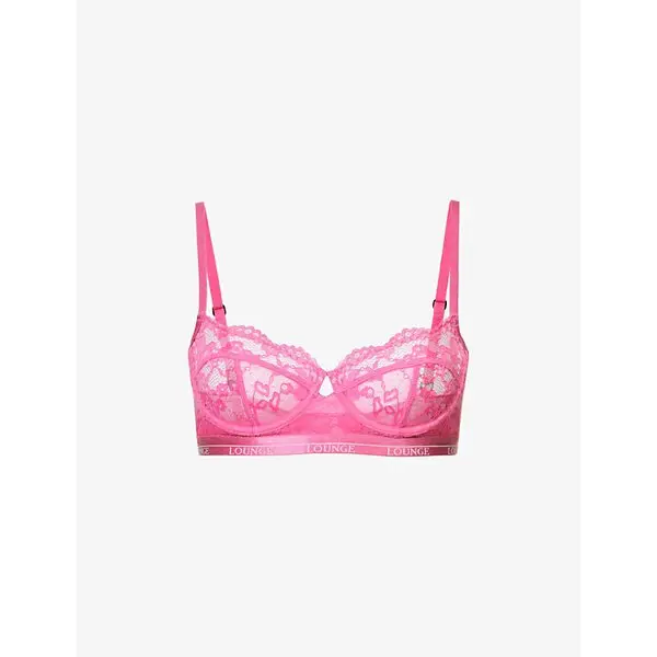 Lounge Blossom Floral-embroidered Stretch-lace Bra - Hot Pink