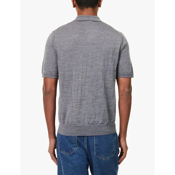 Play Comme Des Garcon Logo-patch Short-sleeve Wool Polo Shirt - Grey