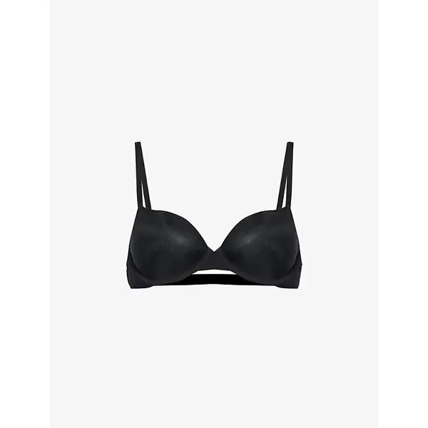 Calvin Klein Marq Mid-rise Semi-sheer Stretch-nylon Bra - Black
