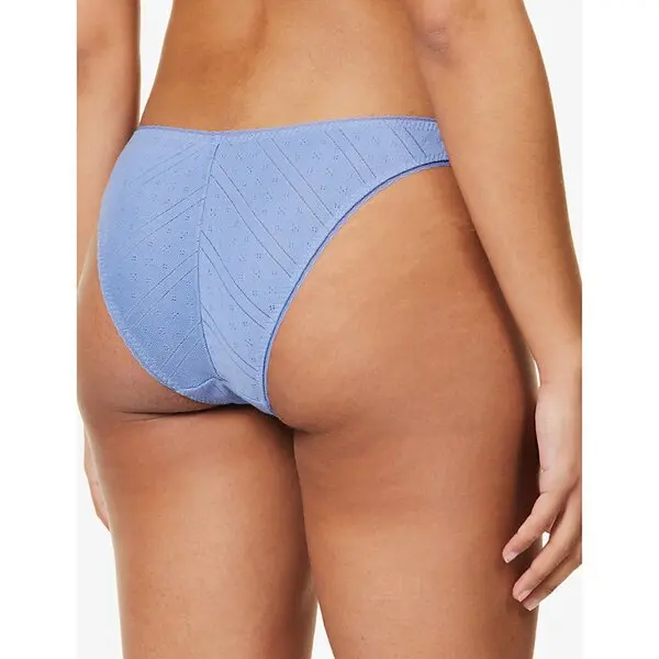 COU COU Pointelle High-rise Cotton Briefs - French Blue
