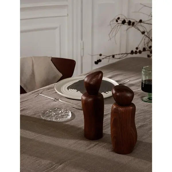 FERM LIVING Pebble Wooden Seasoning Grinder 18.8cm - Brown