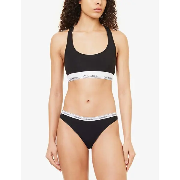 Calvin Klein Modern Branded-waistband Stretch-cotton Briefs Xxl