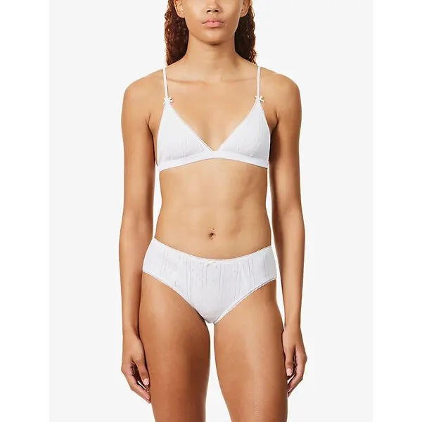 COU COU The Cosy Pointelle-pattern Cotton Briefs - 001 White
