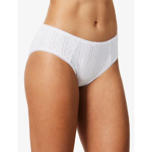COU COU The Cosy Pointelle-pattern Cotton Briefs - 001 White