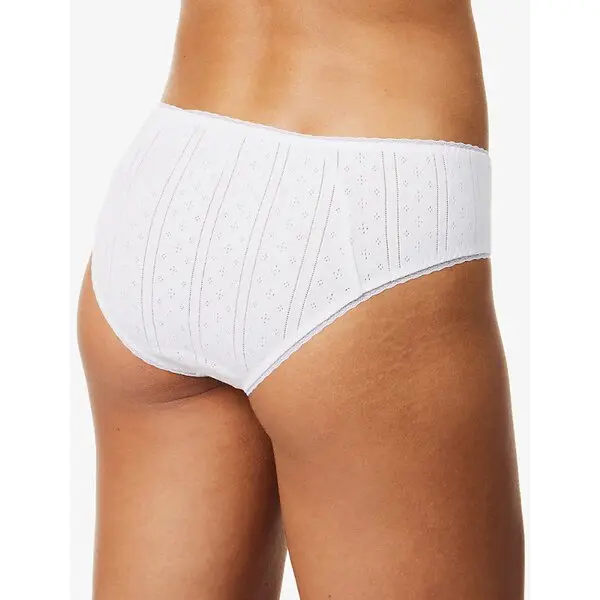 COU COU The Cosy Pointelle-pattern Cotton Briefs - 001 White