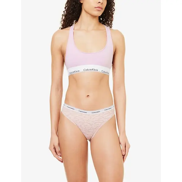 Calvin Klein Animal-print Branded-waistband Stretch-lace Briefs Xxl