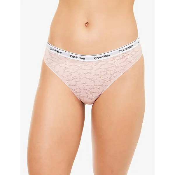 Calvin Klein Animal-print Branded-waistband Stretch-lace Briefs Xxl