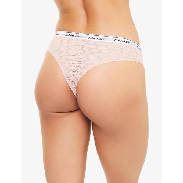 Calvin Klein Animal-print Branded-waistband Stretch-lace Briefs Xxl