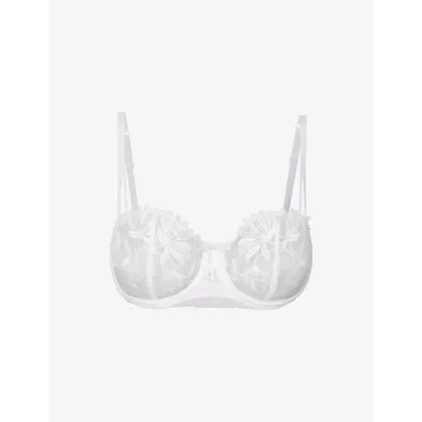 AUBADE Lovessence Floral-embroidered Lace Underwired Bra - Blanc