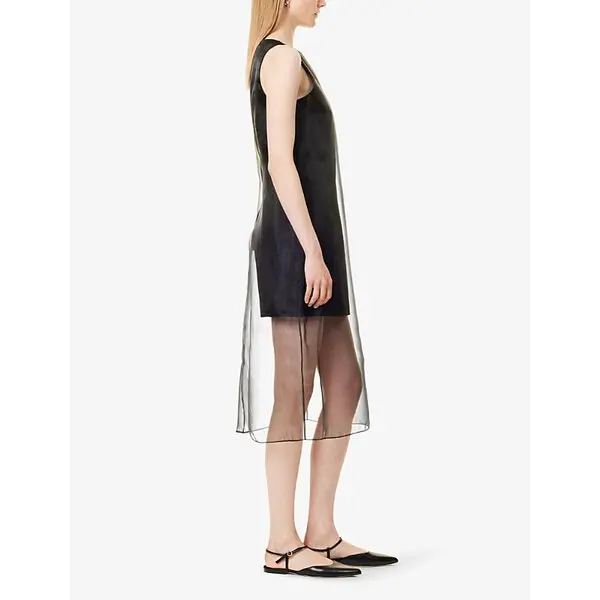 Theory Sheer-Overlay Linen-Blend Midi Dress In Black - 64% Off |  Editorialist