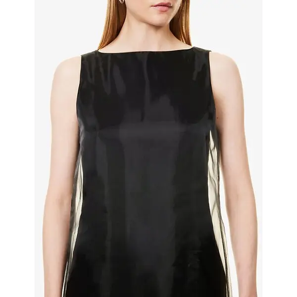 Theory Sheer-Overlay Linen-Blend Midi Dress In Black - 64% Off |  Editorialist