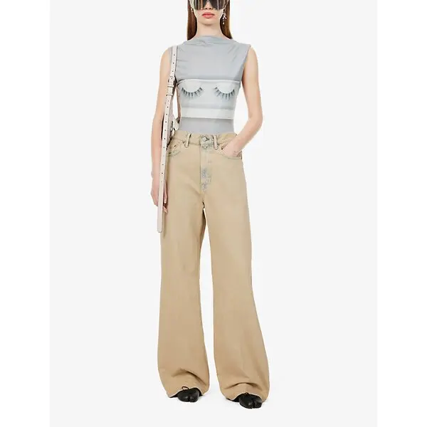 Acne Studios Brand-patch Wide-leg High-rise Denim Jeans