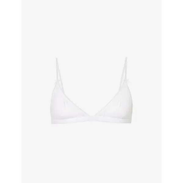 COU COU Pointelle Cotton Triangle Bra - 001 White