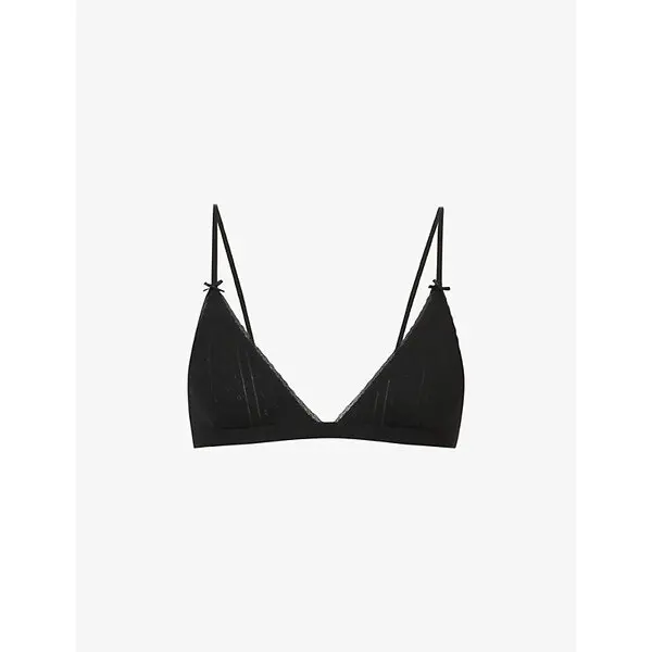 COU COU Pointelle Cotton Triangle Bra - 2black