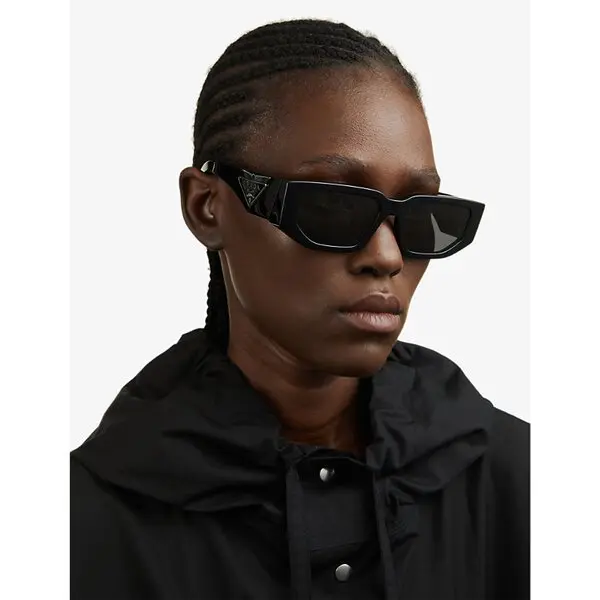 Prada Pr 09zs Rectangle-frame Sunglasses - Black