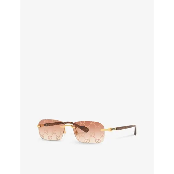 Gucci Gg1221s Rectangle-frame Sunglasses - Light Red/brown