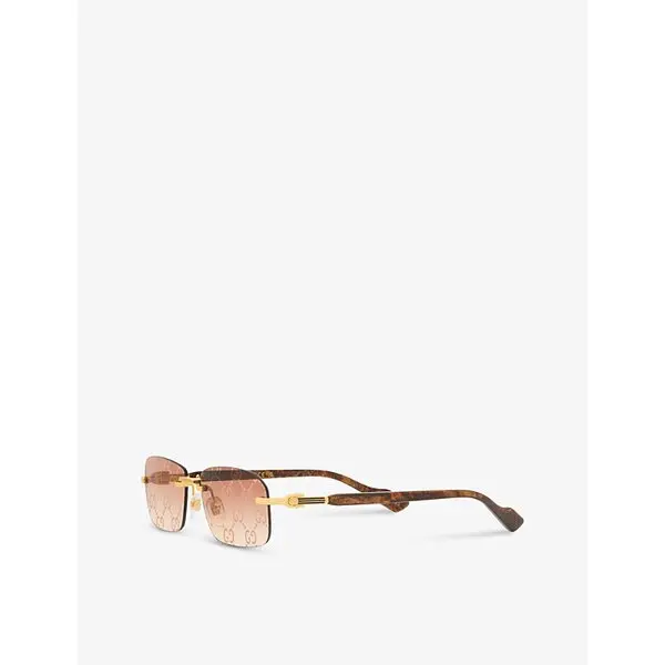 Gucci Gg1221s Rectangle-frame Sunglasses - Light Red/brown