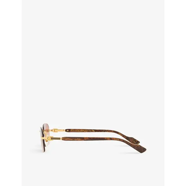 Gucci Gg1221s Rectangle-frame Sunglasses - Light Red/brown