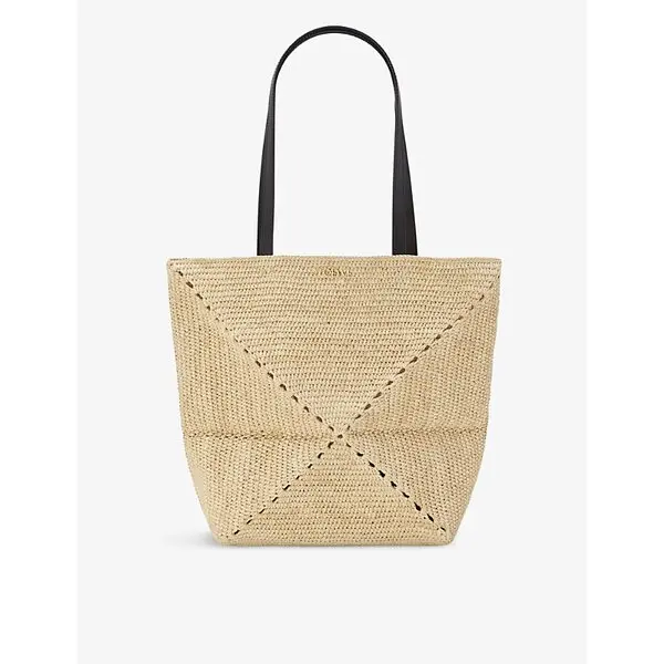 Loewe X Paula's Ibiza Puzzle Fold Medium Raffia Tote Bag - Natural