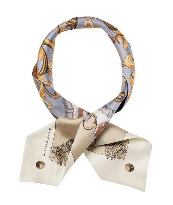 ASPINAL OF LONDON Signature Graphic-print Silk Scarf - Neutral