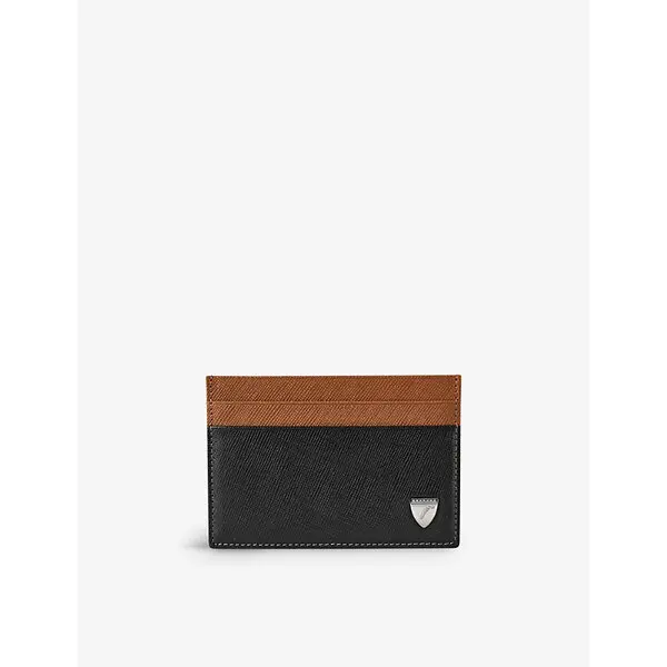 ASPINAL OF LONDON Slim Brand-plaque Leather Card Holder - Black