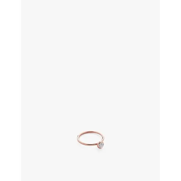Monica Vinader Solitaire 18ct -plated Vermeil Sterling-silver And 0.06ct Lab-grown Diamond Ring - Rose Gold