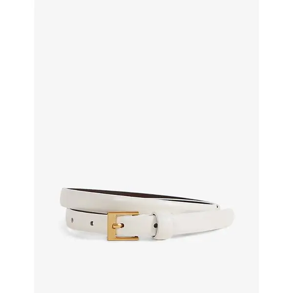 REISS Holly Leather Belt - Off White