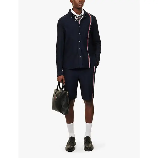 Thom Browne Striped-trim Straight-leg Cotton Shorts