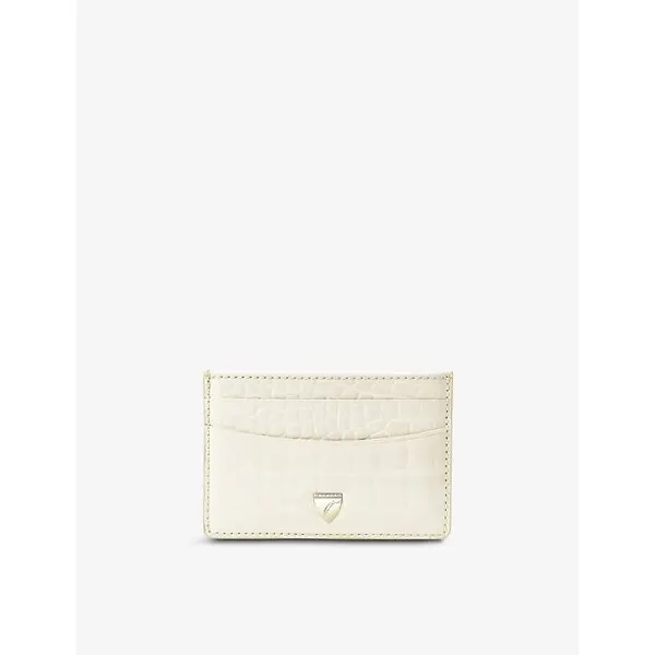 ASPINAL OF LONDON Slim Croc-embossed Leather Cardholder - Ivory