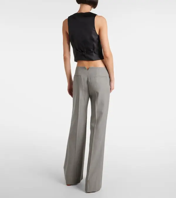 Chloé Wool Flared Trousers - Grey