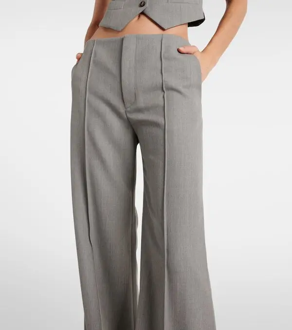 Chloé Wool Flared Trousers - Grey