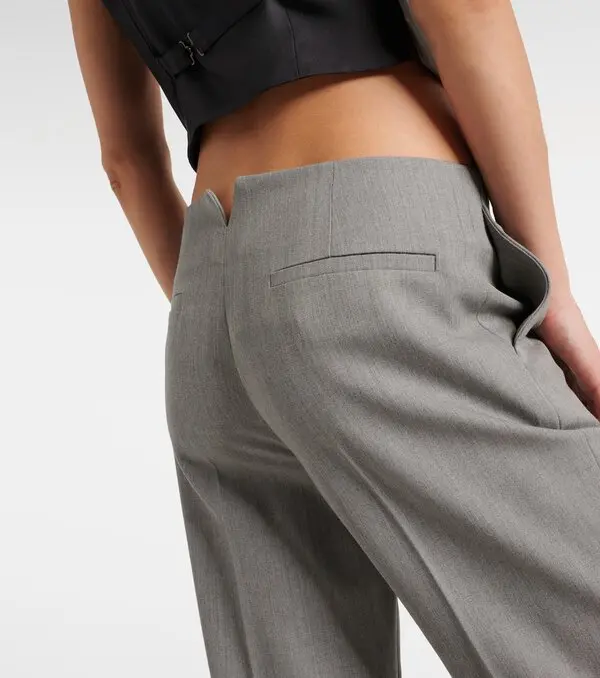 Chloé Wool Flared Trousers - Grey