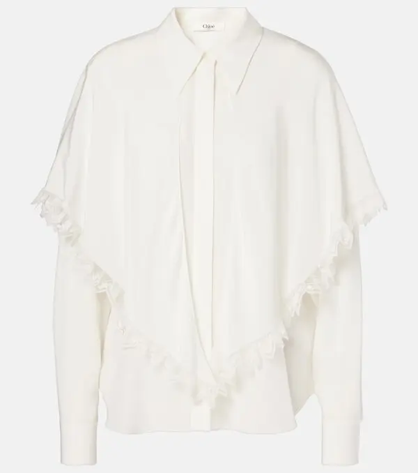 Chloé Knotted Heritage Silk Crêpe De Chine Blouse - White