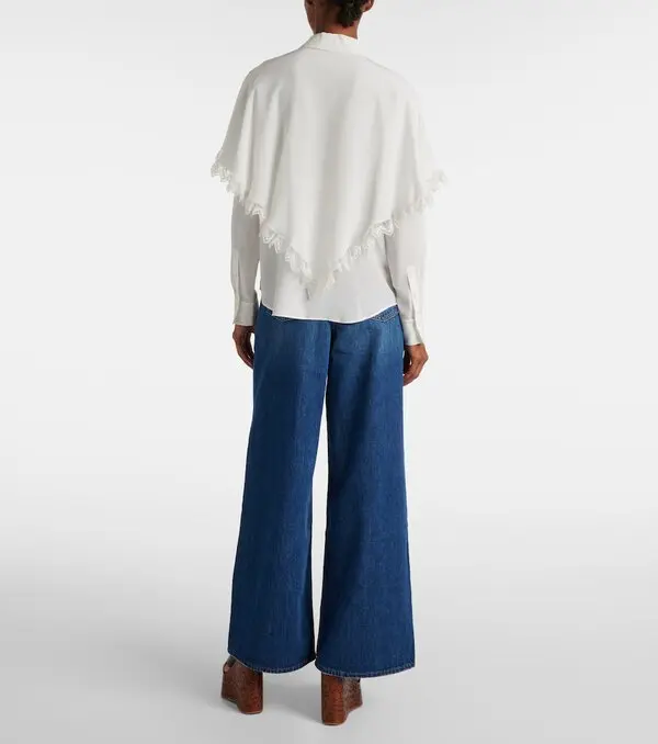 Chloé Knotted Heritage Silk Crêpe De Chine Blouse - White
