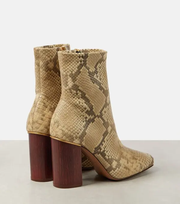 Chloé Ambre Snake-effect Leather Ankle Boots