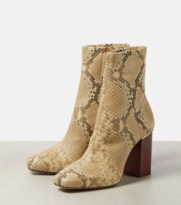 Chloé Ambre Snake-effect Leather Ankle Boots