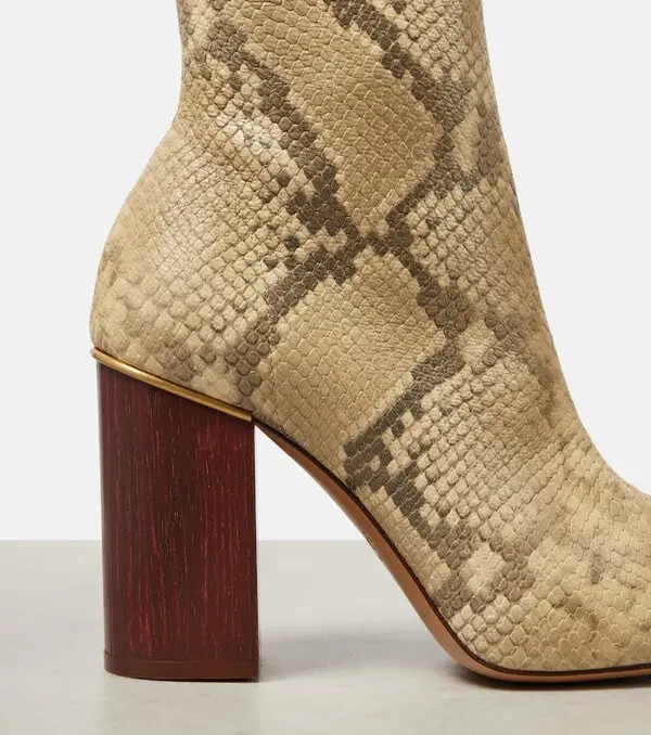 Chloé Ambre Snake-effect Leather Ankle Boots