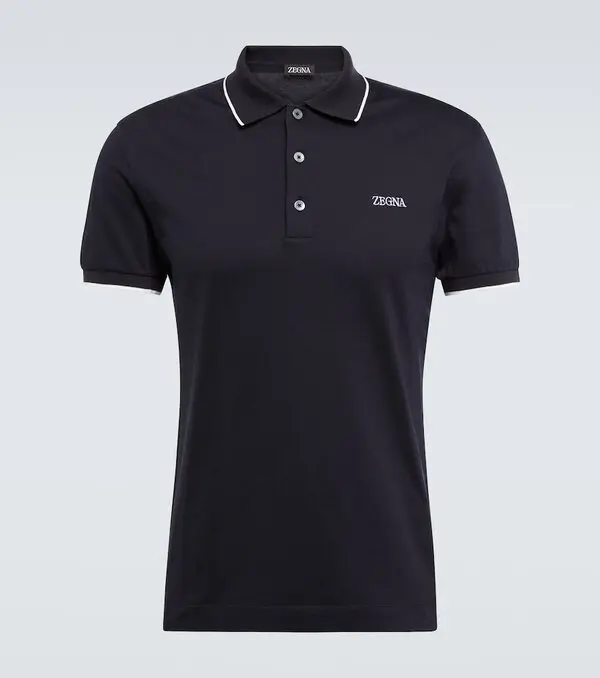 Zegna Cotton-blend Polo Shirt - Blue