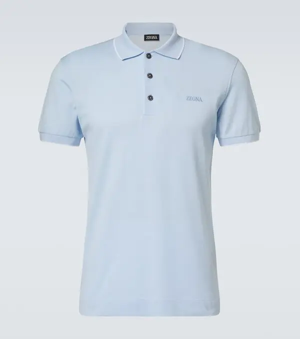 Zegna Cotton-blend Polo Shirt - Blue